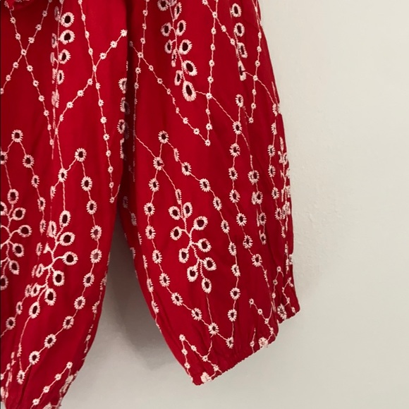 Zara | Tops | Zara Red Embroidered Open Work Top | Poshmark
